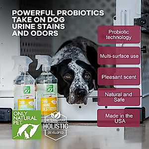 Only Natural Pet Enzyme Powered Stain & Odor Eliminator - Professional Pet Urine Pee Cleaner Deodorizer for Dogs - Hardwood Floors Carpets Upholstery - Eucalyptus & Rosemary Scent - 32Floz