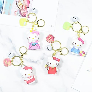 GGJQQDM Cute Kitten Kawaii Keychain Silicone Cute Keychain Accessories Anime Keychains for Girls and Women (D)