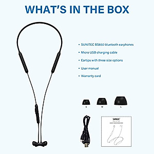 SUNITEC Bluetooth Headphones,Bluetooth 5.0 aptX Wireless Earbuds Stereo Bass Magnetic Waterproof Bluetooth Earbuds Bulit-in Mic with 20H Playtime,Lightweight Neckband Earphones for Sport Gym Running