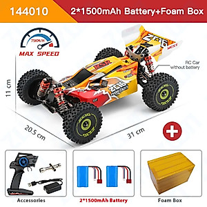 WLtoys 144010 144001 75KM/H 2.4G RC Car Brushless 4WD Electric High Speed Off-Road Remote Control Drift Toys for Children Racing 144010 1B 1500mah
