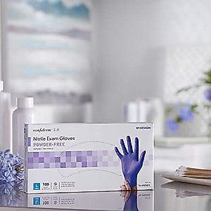 McKesson Confiderm 3.0 Nitrile Exam Gloves - Powder-Free, Latex-Free, Ambidextrous, Textured Fingertips, Non-Sterile - Dark Blue, Size Large, 100 Count, 1 Box