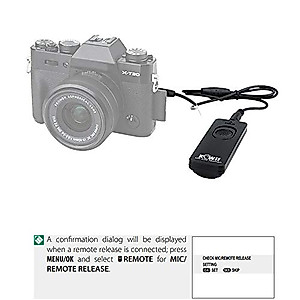 Kiwifotos RR-100 Remote Shutter Release Cord for Fuji Fujifilm X-T5 X-T4 X-T3 X-T2 X-T1 X-T30 X-T20 X-T10 X-T100 X100V X100F X100T X-PRO3 PRO2 X-H1 X-H2 X-H2S GFX 100 GFX 50S GFX 50R X-E3 X-A5 & More