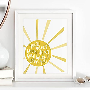 You Are My Sunshine inspired song lyric wall art print, music poster home decor gift for bedroom living room baby nursery