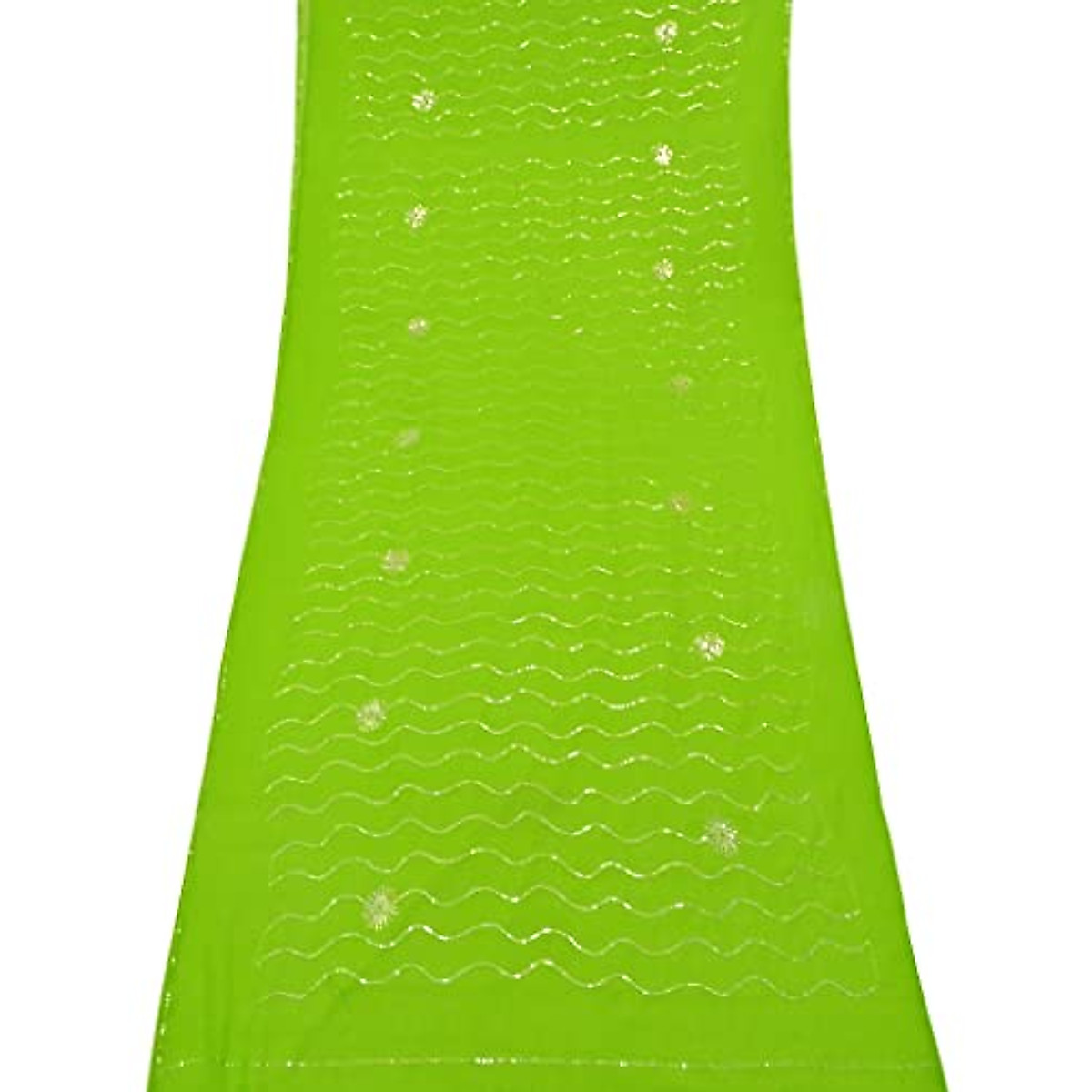 Peegli Indian Vintage Green Cloth Georgette Chiffon DIY Craft Fabric Dress Material Sequins Work Textile