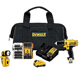 DeWalt 12V MAX 2 Tool Cordless Driver and Drill Hand Tool Set Combo Kit with Drill Bit Set, 45 Piece Screwdriver Set, and Battery Power Pack