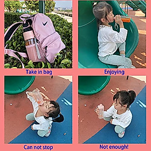 SEAYIN Kleine Wasserflasche für Kinder, 350 ml, für Schule, Mittagessen, niedliche Mini-Kawaii-Crunch-Tassen, tragbare Müsli-Tasse, Snacks (350 ml, grün-weiß)