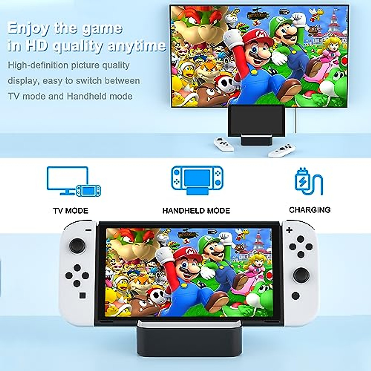 Upgraded Switch TV Dock for Nintendo Switch/Switch OLED, MVIIOE Switch Docking Station with Ethernet LAN, Support YouTube, 4K@60HZ 1080P HDMI 2.0 Port, 3 USB Ports & PD Fast Charging White