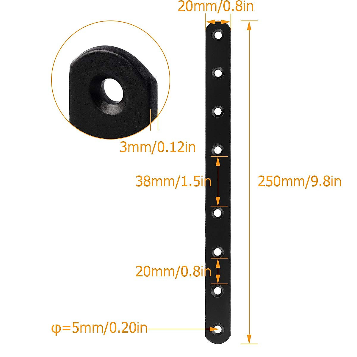 12 PCS 10 Inch Mending Plate Black Straight Braces for Wood Heavy Duty Corner Braces Straight Metal Brackets with Holes Flat Metal Bar Connector Mending Joining Bracket for Repair Fixing Fence Shelves