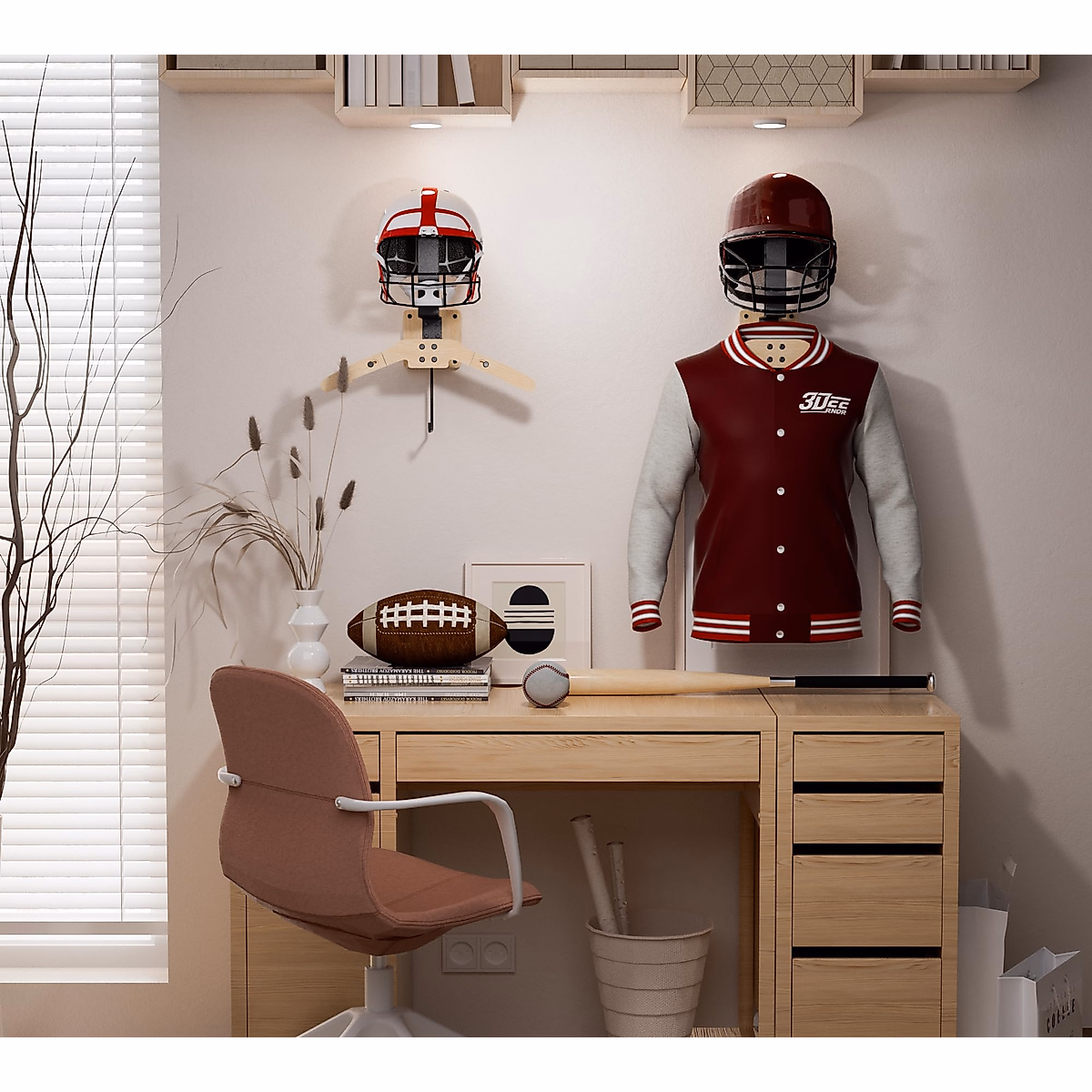 Leadiy Motorcycle Helmet Holder, Helmet Holder Wall Mount,Motorcycle Helmet Rack with Jacket Hanger