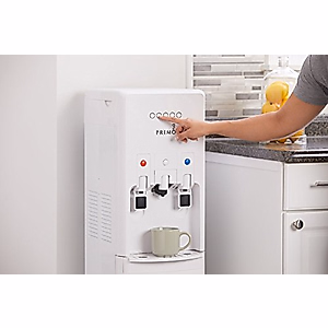 Primo hTRIO Water Dispenser with K-Cup Single Serve Coffee Brewing, Bottom-Loading 2 Temp (Hot & Cold) Water Cooler Water Dispenser for 5 Gallon Bottle, White