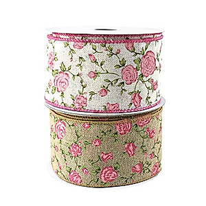 Homeford Blooming Rose Wired Canvas Ribbon, 2-1/2-Inch, 10-Yard (White)