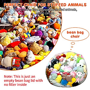 Clear Stuffed Animal Storage Bean Bag Chair Cover for Kids, Extra Large Waterparoof Beanbag Chair Cover with Zipper, PVC Bean Bag Chair for Children Plush Toys Storage & Organizing