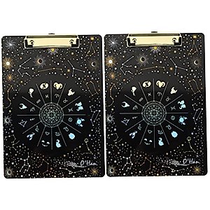 NUOBESTY Plastic Folders 2pcs Storage Teacher Convenient Clip Holder Pattern Portable Exam Low Practical Fashion Writing Conference Size Paper for Clipboards Board Profile Clipboard