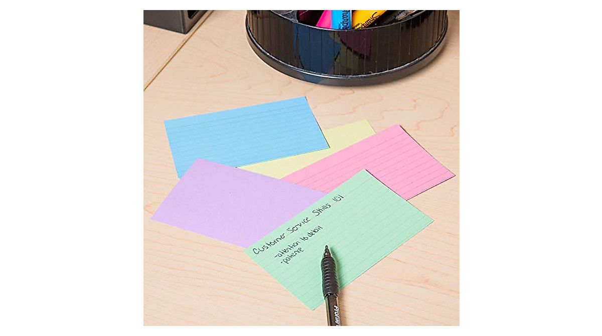 1InTheOffice Color Index Cards - 200 Pack for Organization & Study