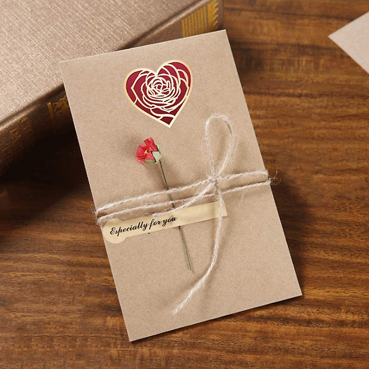 Rose Heart Stickers Roll, 1.5 inch Heart Self-Adhesive Labels for Personal and Business Use, Wedding Stickers for Favors, Love Stickers for Gift Wrap