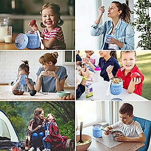 Reastar Insulated Food Container, 18 Ounce Stainless Steel Kids Adult Thermo for Hot Food, Vacuum Insulated Food Jar with Folding Spoon, Leak Proof, only for children 3 years above, Blue