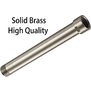 G-Promise 7 Inches Shower Head Extension Arm, Shower Arm Extension, Shower Head Extender, Lower Shower Head, All Solid Brass Construction (Brushed Nickel)