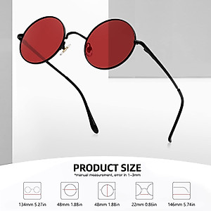 MEETSUN Small Round Sunglasses Polarized for Men Women Retro Vintage Circle Hippie Sun Glasses UV400(Black/Grey + Black/Red)