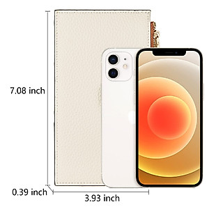 BOSTANTEN Leather Wallets for Women RFID Blocking Slim Bofild Purse Card Holder with Zipper Pocket Beige Brown