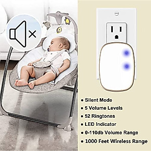 Wireless Doorbell, 1,000ft Range Loud Enough with 5Volume Levels and Mute Mode Door Chimes LED Flashing