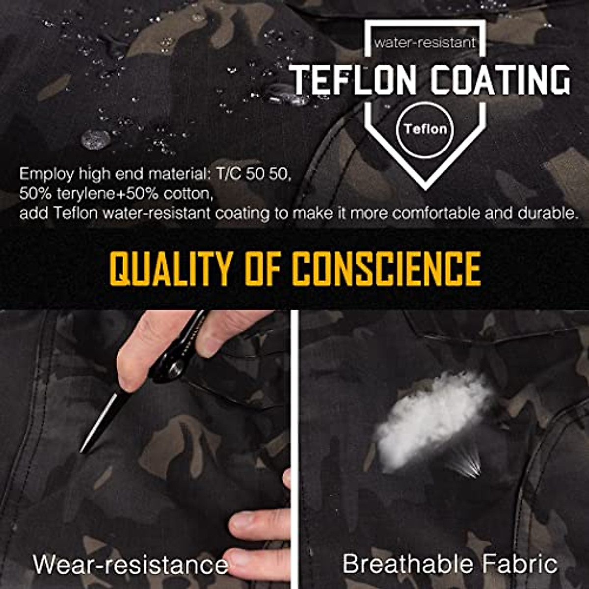 IDOGEAR Men G3 Assault Combat Uniform Set with Knee Pads Multi-camo Camouflage Tactical Airsoft Hunting Paintball Gear (Multi-camo Black, XX-Large)