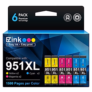 E-Z Ink (TM Compatible Ink Cartridge Replacement for HP 950XL 951XL 950 XL 951 XL to use with OfficeJet Pro 8610 8600 8615 8620 8625 8100 276dw 251dw (2 Cyan, 2 Magenta, 2 Yellow, 6 Pack)