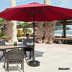 Mansader Fillable Plastic Umbrella Base Stand 50 Lbs Water Table Patio Umbrella Bases, Weighted Outdoor Patio Market-Heavy Duty Umbrella Stands, for Outdoor, Lawn, Garden, Pool, Rattan Weave (Black)