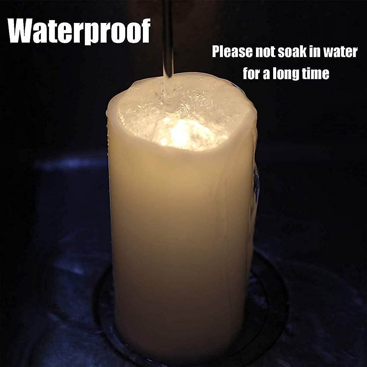 Wondise Waterproof Outdoor Flameless Pillar Candles with 6 Hour Timer,LED Flickering Battery Operated White Plastic AAA 2 Pack Indoor Candles Home Garden Patio Party Lantern Decor(D 3" x H 6")