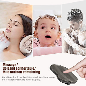 2 Pack Soft Silicone Shower Brush Body Wash Bath Exfoliating Skin Massage Scrubber, Dry Skin Brushing Glove Loofah, Fit for Sensitive and All Kinds of Skin(Gray+green)