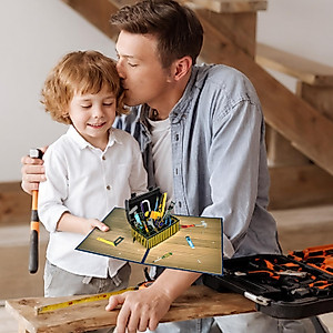 Magic Ants Happy Father’s Day Card - Pop Up Fathers Card - 3D Pop Up Fathers Day Card - Handcrafted 3D Pop Up Greeting Card for Him - Father’s Day Love Card - Birthday Card for Dad (Toolbox For Dad)