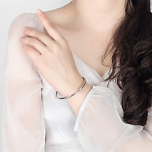 Dankadi Fashion Smooth Moments Charm 925 Sterling Silver Bracelet Minimalist DIY Women 4MM Bangle Diameter 60-65 MM Jewelry Gift (1 piece, Diameter 65 MM)