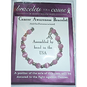 Hidden Hollow Beads Pink Breast and Multi Cancer Awareness Bracelet, Great For Fundraising, 7 ¾ in size, 8mm (Pink Breast Cancer Bracelet)