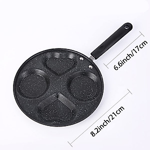 Liampo Non Sticking Frying Pan 4 Round Molds Egg Pan Medical Stone Pancake Pan Evenly Heated Comfortable Plastic Handle One Wipe is Clean