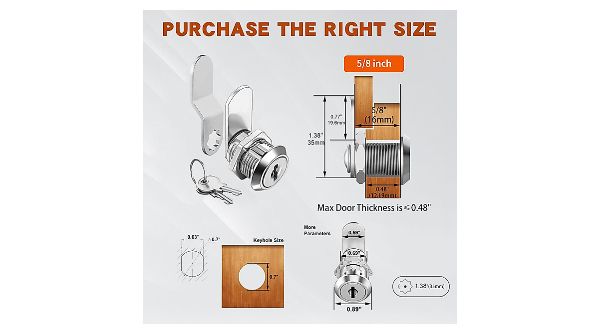 Cabinet Locks with Keys - Secure Drawer & Mailbox Safety Locks