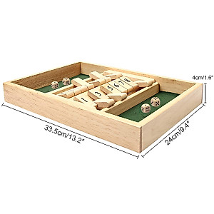 bouti1583 2 Player Shut The Box Game, Double-Sided Classic 9 Number Wooden Set with Dice Tabletop English Pub Game