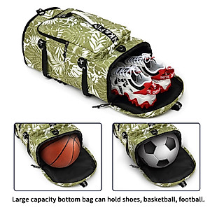 JYColofex Floral gym duffel bag backpack, fashion wrestling bag,with shoe compartment, 4 kinds of back method waterproof travel sports walking laptop Lightweight (A-Floral Green)