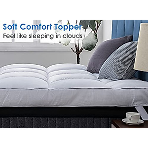 QUEEN ROSE Mattress Topper Queen, Extra Thick Mattress Pad Pillowtop for Back Pain Relief, Soft Bed Cover for Firm Mattress, Plush Overfilled Down Alternative Mattress Protector