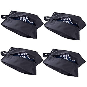 MISSLO Portable Nylon Travel Shoe Bags with Zipper Closure (Pack 4, Black)
