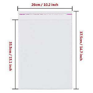 Borningfire 100 Pcs 10" x 13" Self Seal Clear Cellophane Bags Resealable Plastic Apparel Bags Perfect for Packaging Clothing, T-Shirt, Brochure, Prints, Handicraft Gift Bags