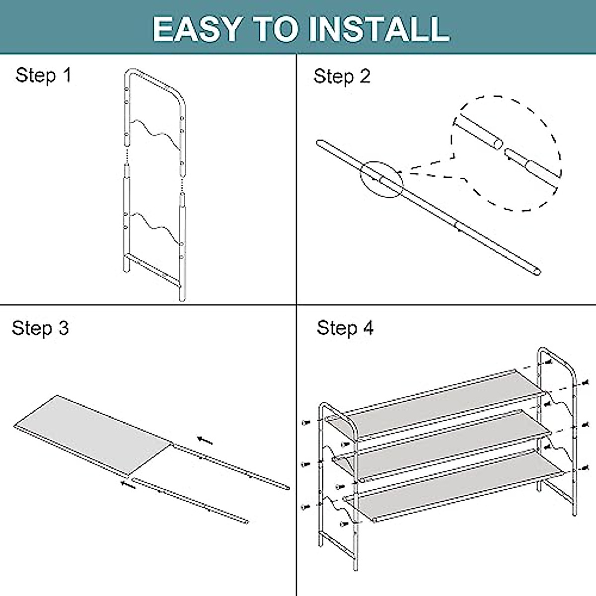 ZXNABA 3-Tier Shoe Rack Stackable Long Shoe Shelf Storage Organizer for Closet, Entryway 18-Pair / 24-Pair (Golden-Brown)
