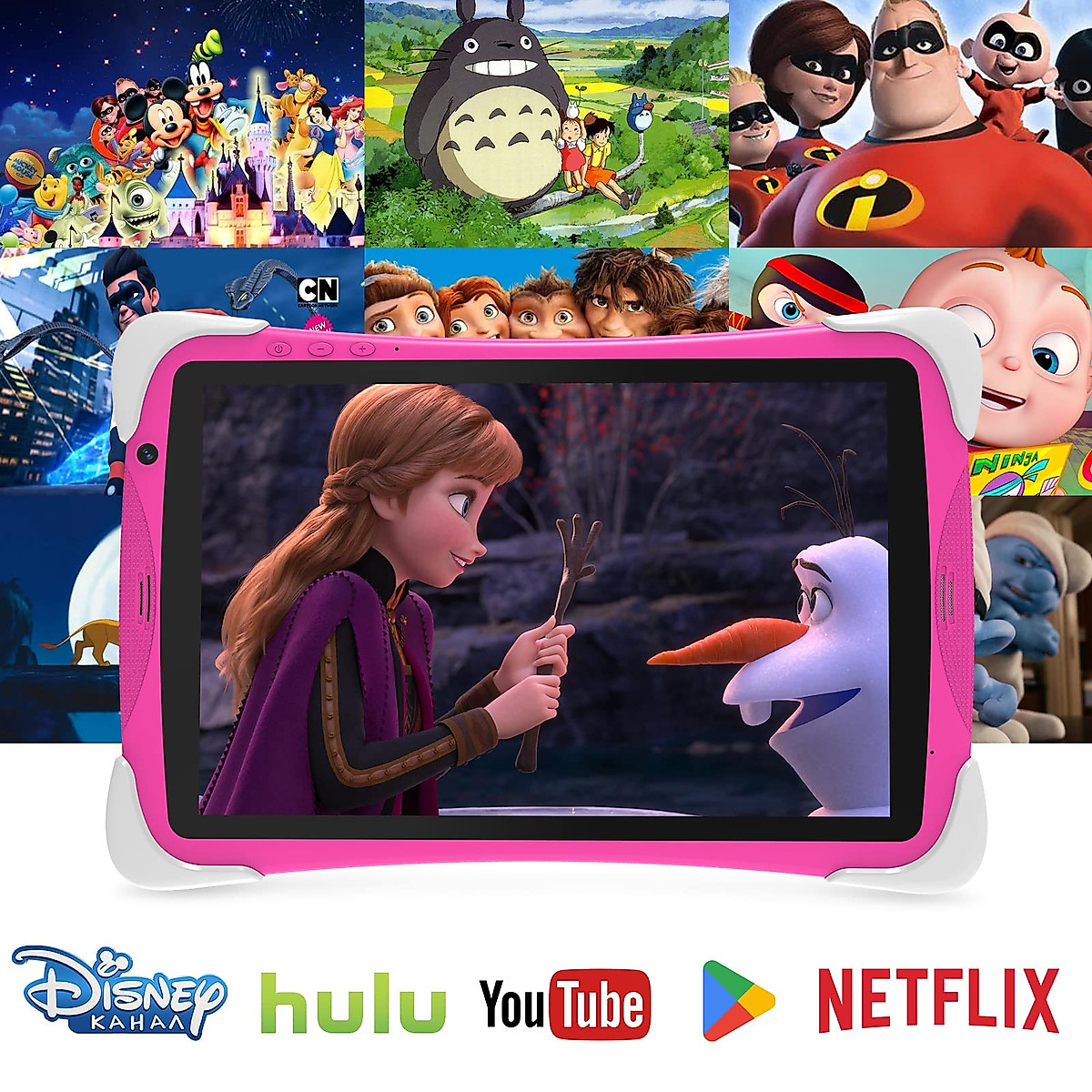 Tablet for Kids Android 12, 10.1 Inch Kids Tablet 2+32GB, 1280 * 800, 6000mAh, 2MP+5MP Dual Camera, Kid Learning Tablets for Toddler with WiFi, Parental Control, Educational, Google Store, Pink