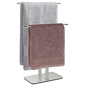 Towel Rack,Hand Towel Holder for Bathroom,Kitchen Hand Towel Rack for Countertop Vanity,Double-T Hand Towel Stand with Base,Metal Towel Stand,Brushed Nickel