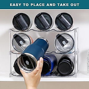 3 Tier Stackable Water Bottle Organizer for Cabinet - Premium Clear Holder for Tumbler, Travel Bottle, Wine Rack Display - Home Kitchen Pantry Refrigerator Organization and Storage - Hold 9 Bottles