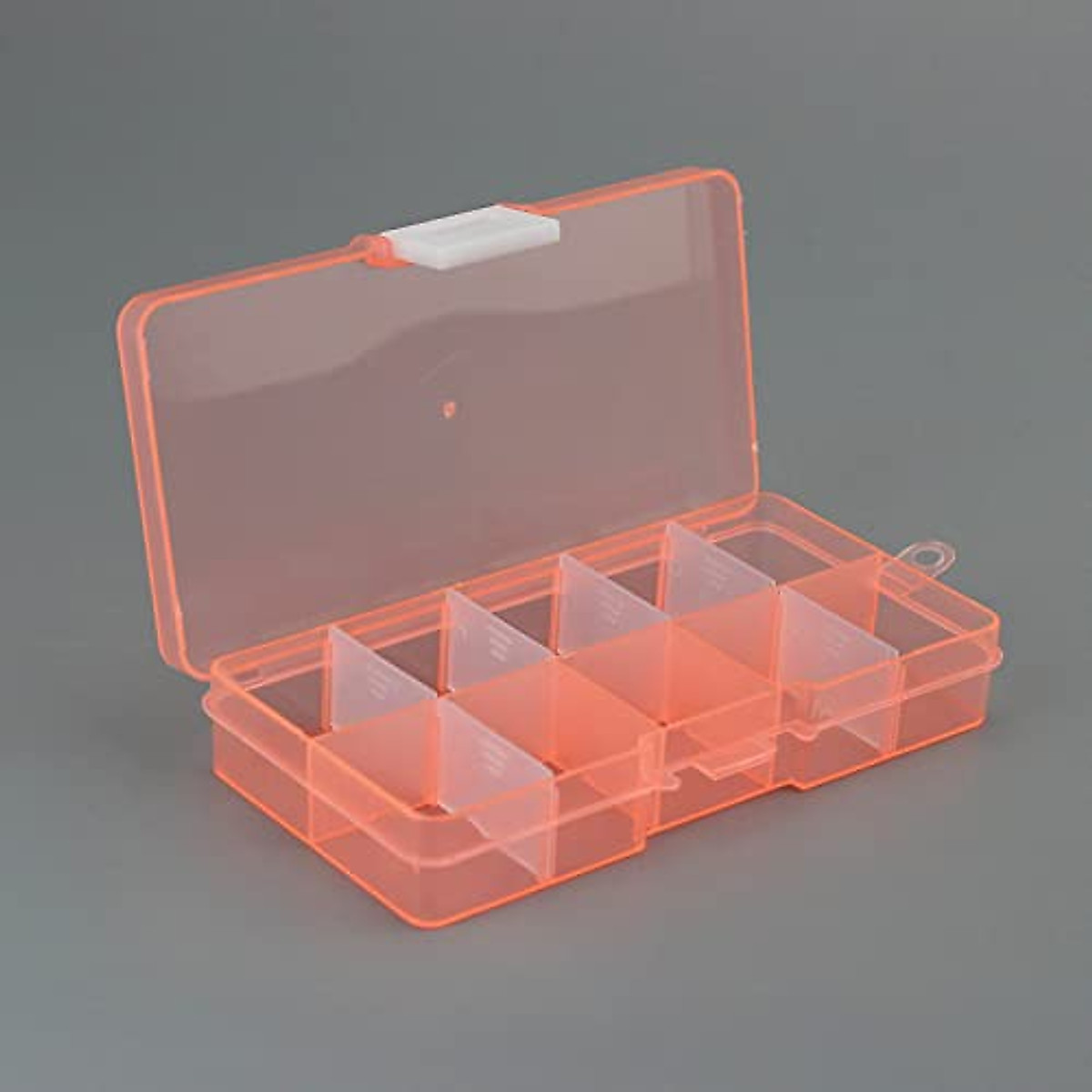 Plastic Organizer Box 10 Grids Craft Storage with Adjustable Dividers, Bead Organizer Fishing Tackles Box Crafts Thread Organizer, Clear Plastic Organizer Box Storage Container Jewelry Box E