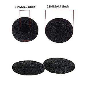 Lsgoodcare 50Pcs Soft Foam Earbud Headphone Ear Pads Replacement Sponge Covers Tips Foam Cushions Pad Protector Earplugs for Earphone Headset Earpiece MP3 MP4 Moblie Phone, Diameter 18MM, Black Color