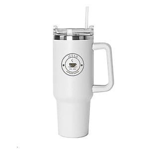 40 oz Tumbler, Tumbler with Lid and straw for water iced tea or coffee, Adventure Quencher Reusable Insulated Stainless Steel Tumbler, Tumbler, Tumblers, Cup and Mug, Hot Cold Water (White, 40 OZ)