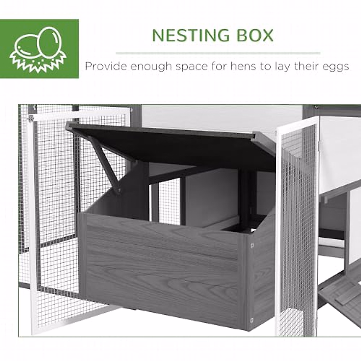 PawHut 100" Chicken Coop Wooden Chicken House Large Rabbit Hutch Poultry Cage Hen Pen Backyard with Double Run, Nesting Box