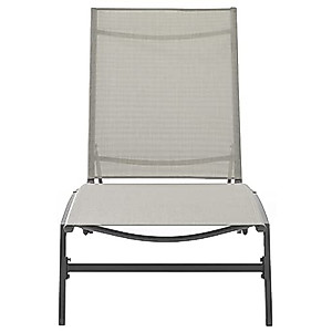 Crosley Furniture CO6310MB-LG Weaver Outdoor Sling Chaise Lounge, Matte Black/Light Gray