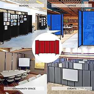 Versare Room Divider 360 Portable Wall Partition | Folding Panels | Large Freestanding Divider | Locking Wheels | Temporary Room Separator | 14' x 7'6'', Charcoal Gray