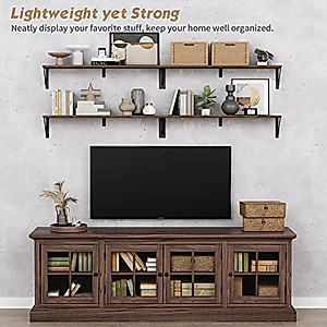 Forbena Floating Book Shelves for Wall Set of 3, 36 Inches Long Wall Bookshelf for Bedroom, Large Wood Heavy Duty Hanging Bookshelves for Books, Living Room Decor, Closet Storage (Rustic Brown)